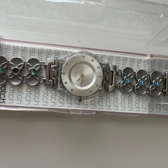 Swatch | Accessories | Swatch Silver With Light Blue Crystals | Poshmark